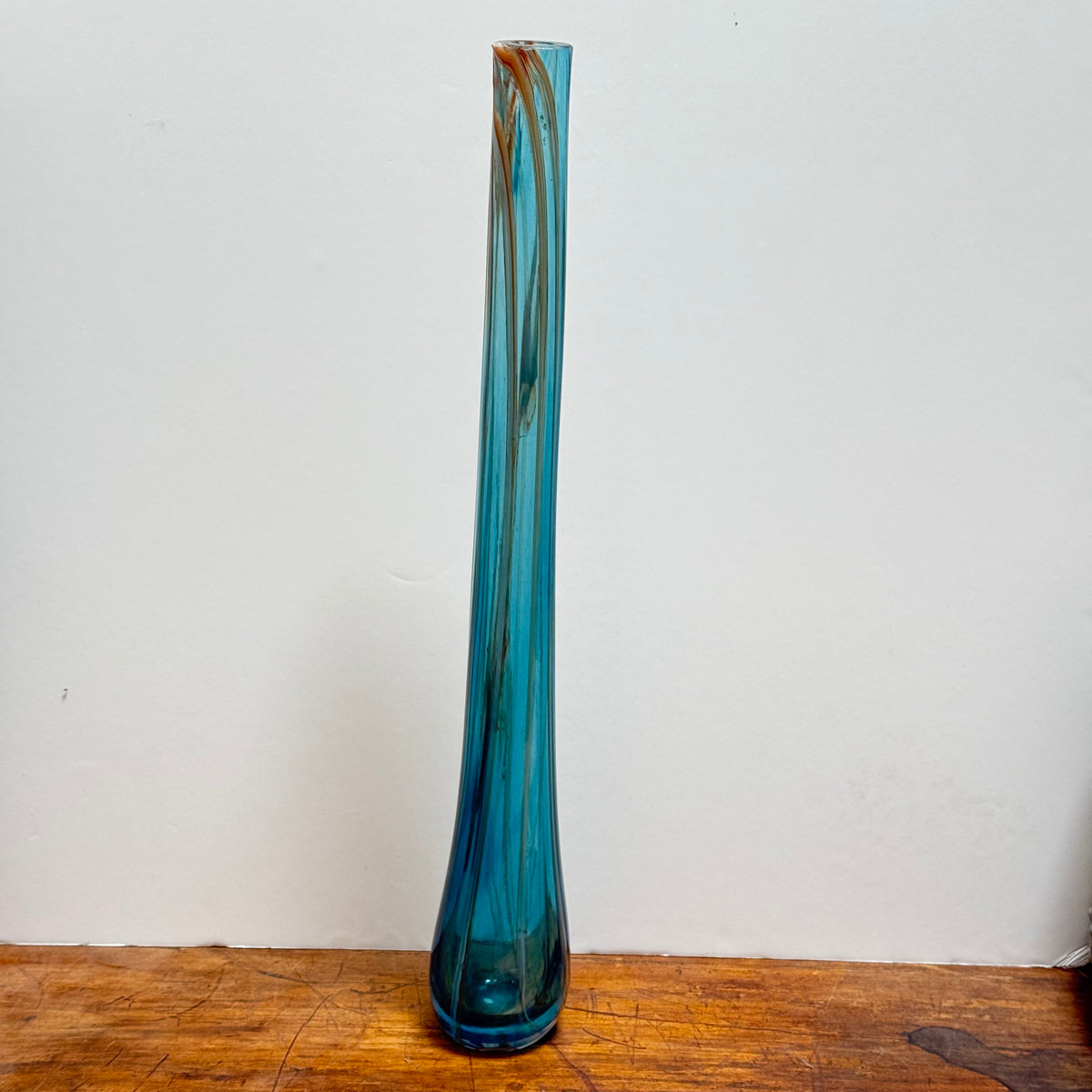 Very tall, turquoise, single stem vase (second) – Siddy Langley Glass